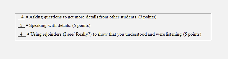 Evaluating Speaking/Discussion Skills | Common Sense Teaching ESL